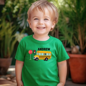 Customizable Birthday School Bus Shirt, Shirt for Kids-baby, Toddlers ...