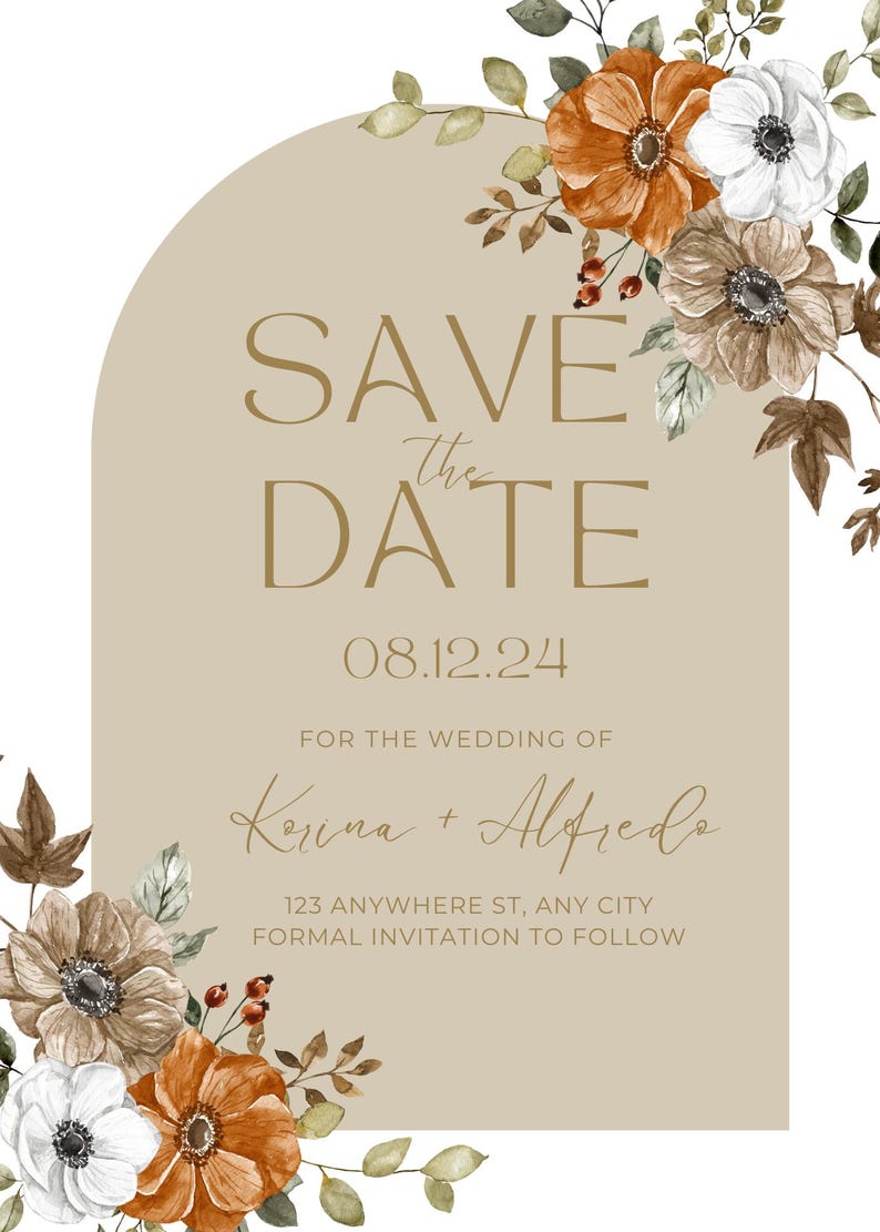 Fall Save the Date Invitation, Fall Wedding, Fall Party, Autumn Wedding ...