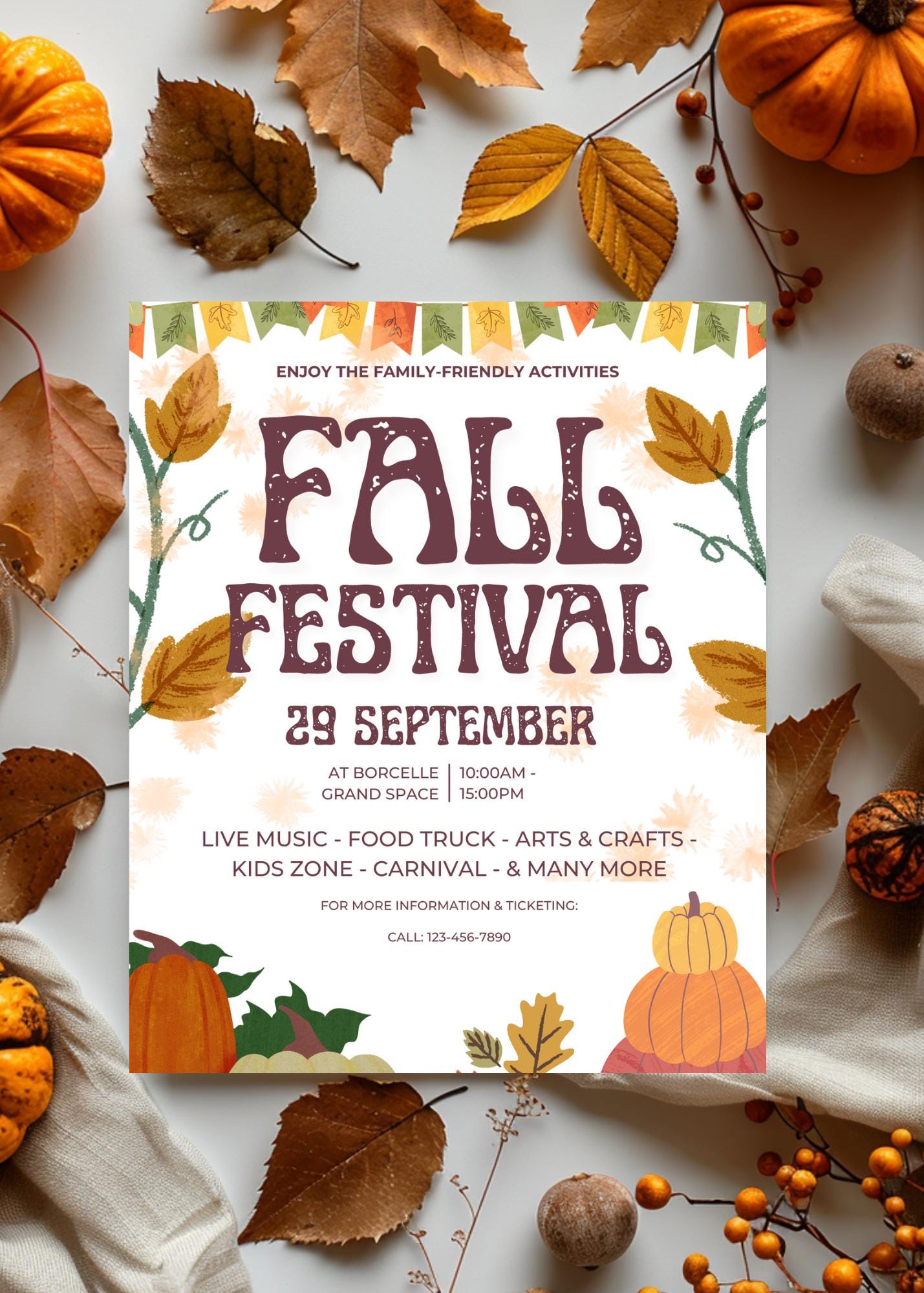 Autumn Festival Flyer Template: Customizable Invitation (digital ...