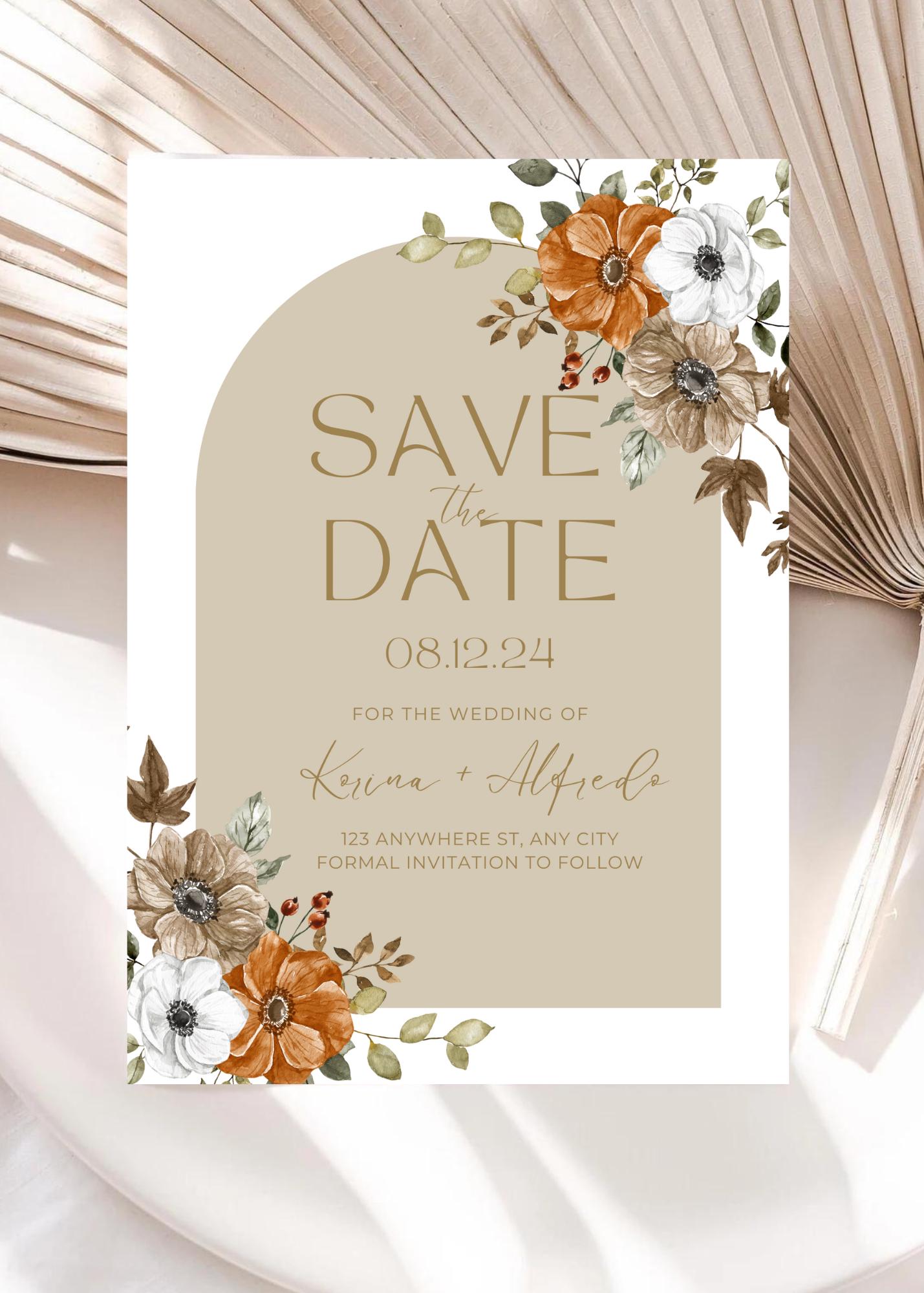 Fall Save the Date Invitation, Fall Wedding, Fall Party, Autumn Wedding ...
