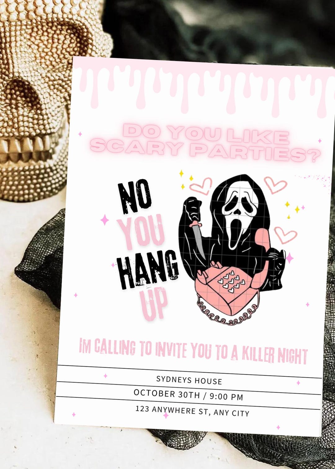 Scary Movie Halloween Party Invitation, Girls Night Halloween ...