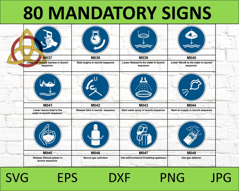 60 Mandatory Signs & Symbols Including 20 With Text Added - Etsy