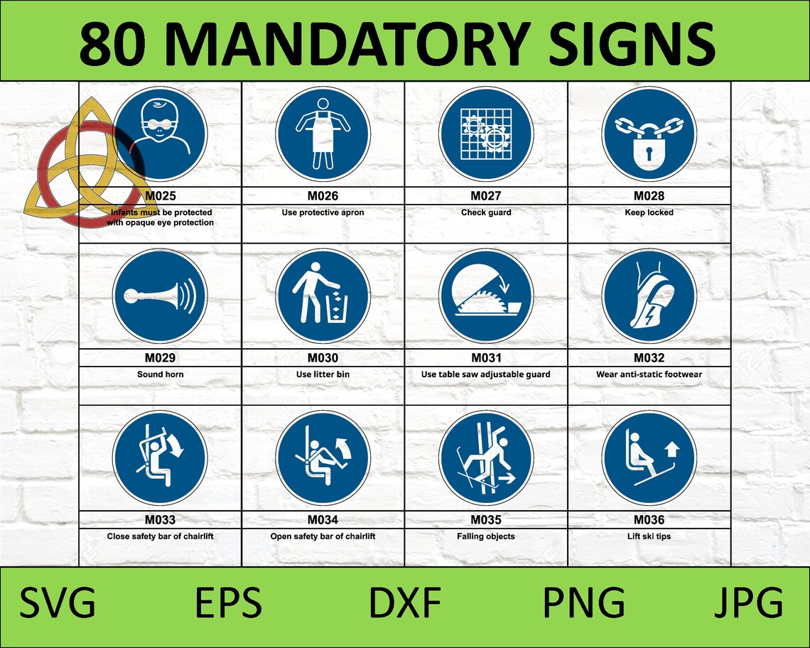 60 Mandatory Signs & Symbols Including 20 With Text Added - Etsy