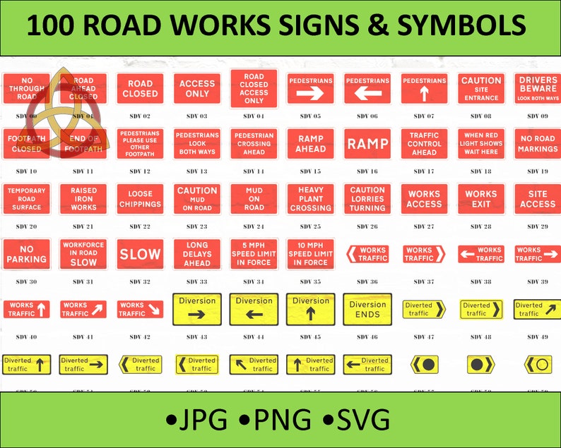 100 Roadworks Signs and Symbols - Etsy