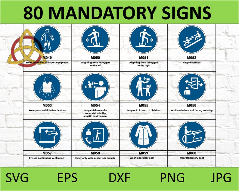 60 Mandatory Signs & Symbols Including 20 With Text Added - Etsy