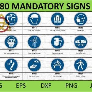 60 Mandatory Signs & Symbols Including 20 With Text Added - Etsy