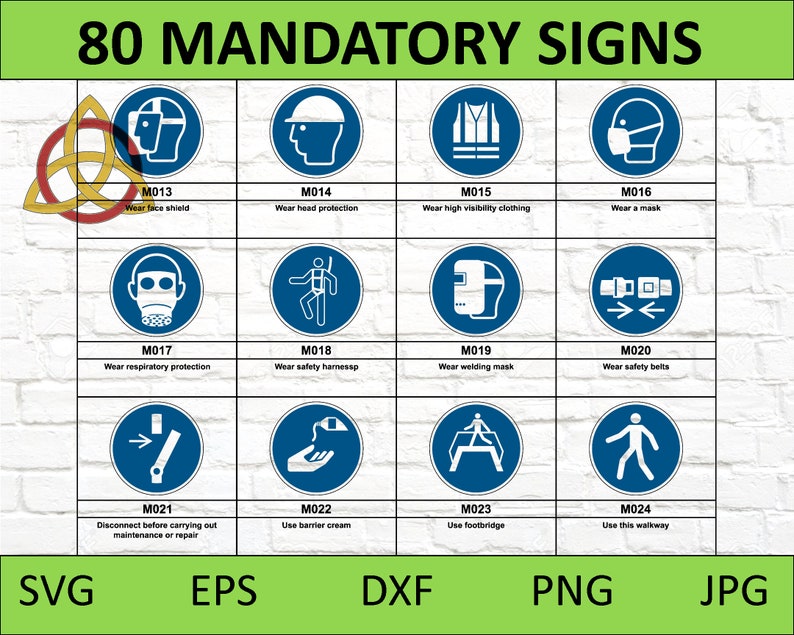 60 Mandatory Signs & Symbols Including 20 With Text Added - Etsy