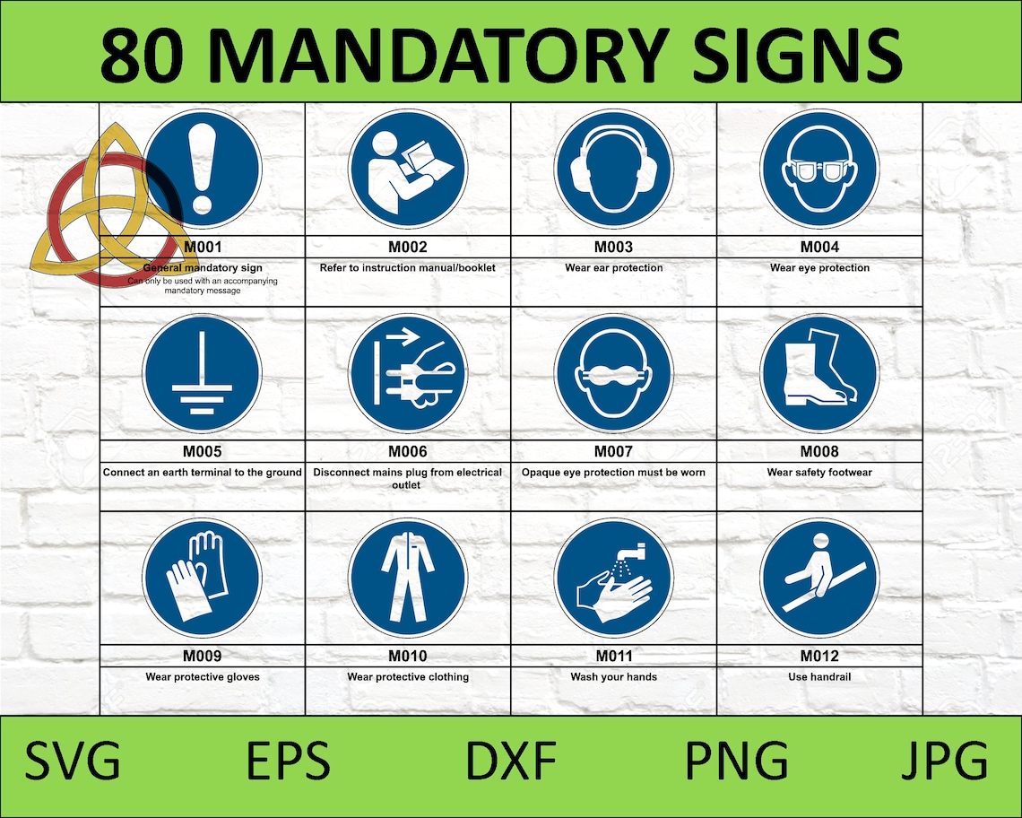 60 Mandatory Signs & Symbols Including 20 With Text Added - Etsy