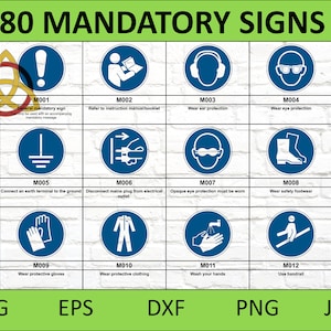 60 Mandatory Signs & Symbols Including 20 With Text Added - Etsy