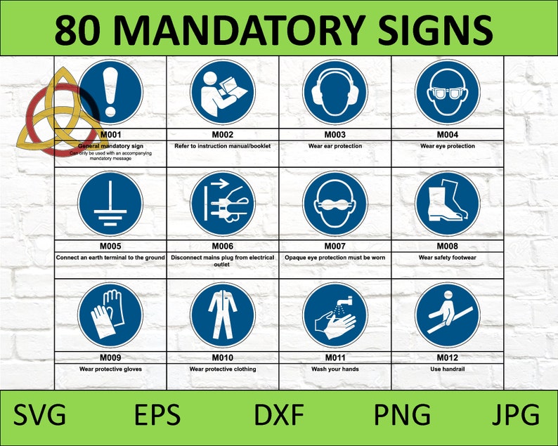 60 Mandatory Signs & Symbols Including 20 With Text Added - Etsy