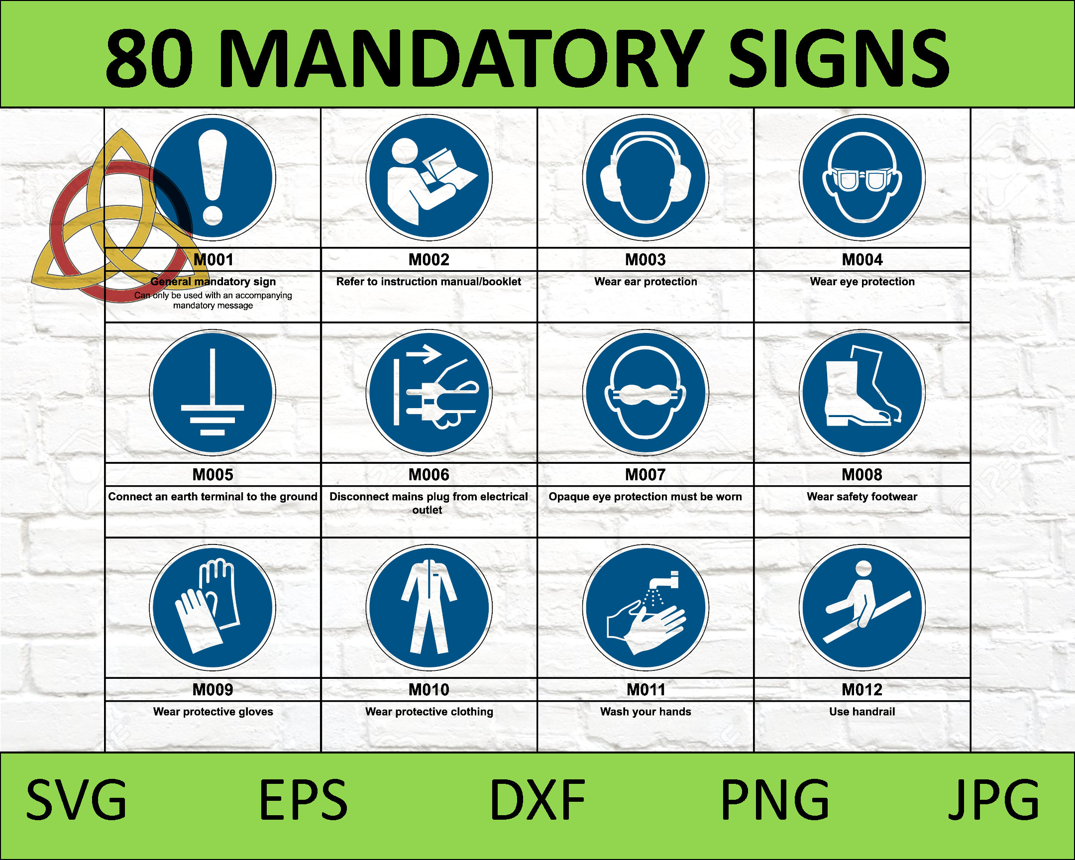 60 Mandatory Signs & Symbols Including 20 With Text Added - Etsy
