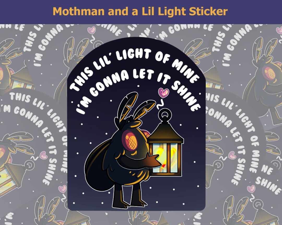 Mothman "this Lil Light of Mine" Sticker | Cute Lantern & Heart Flame ...