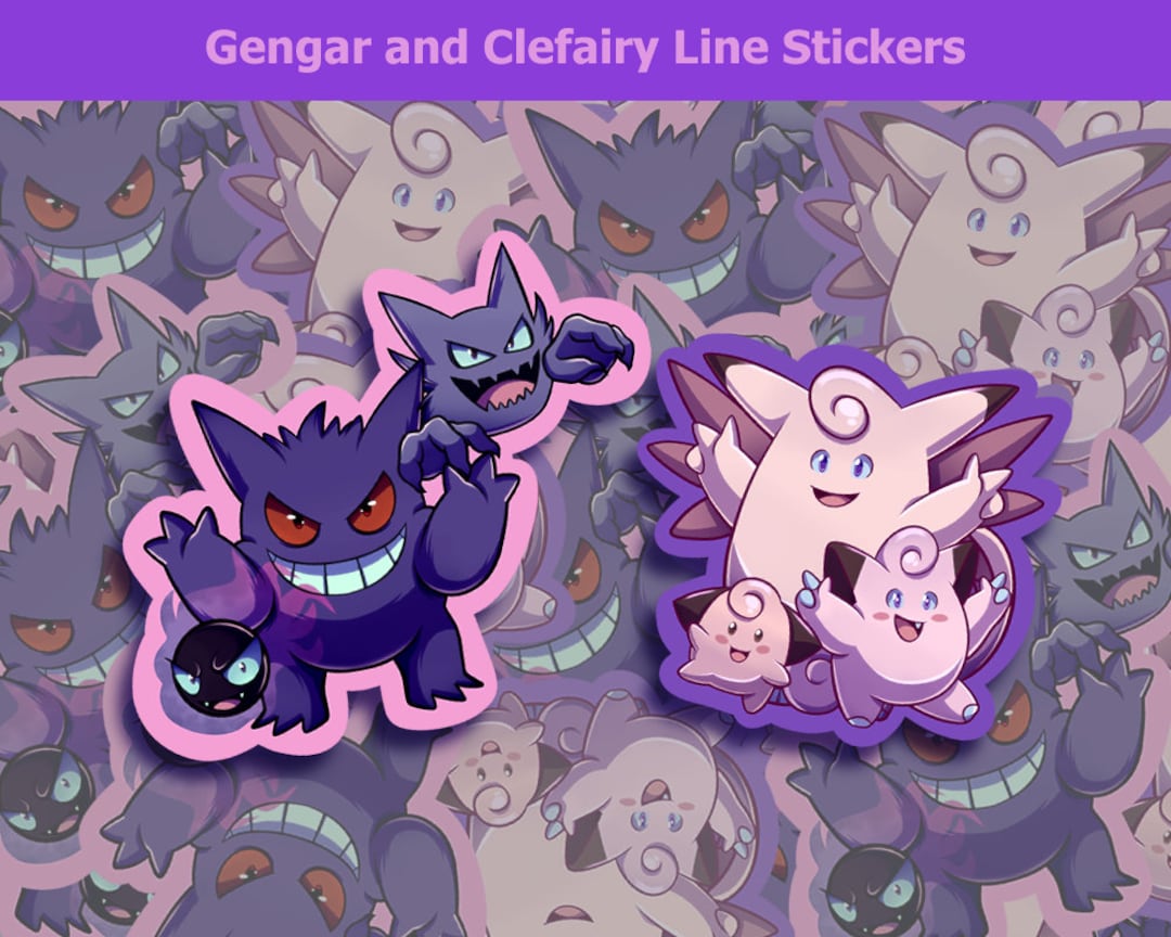 Gengar and Clefairy Line Stickers| Pokemon Aesthetic Sticker - Etsy