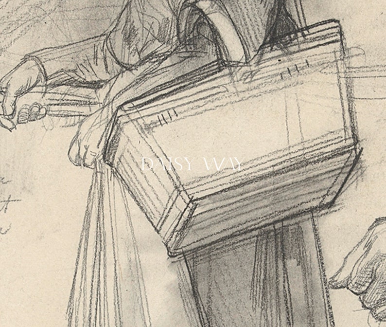 Antique Portrait Sketch Woman Drawing Vintage Study PRINTABLE - Etsy