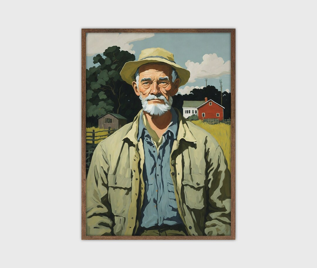 Farmers Print Digital Download Wall Art Vintage Print Farmer Portrait ...