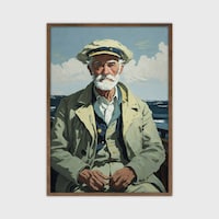 Vintage Ship Captain Painting | Vintage Nautical Sailor Art | Nautical ...