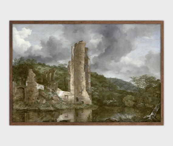 Vintage Landscape Print Castle Painting Farmhouse Wall Decor - Etsy