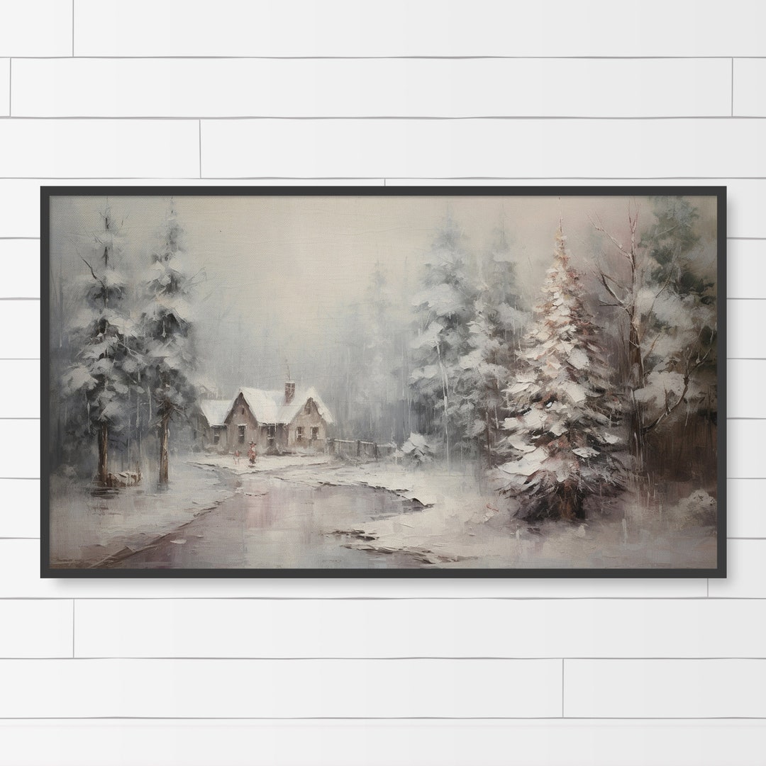 Cozy Cottage in Winter Landscape: Frame TV Art for Christmas Vibes and ...