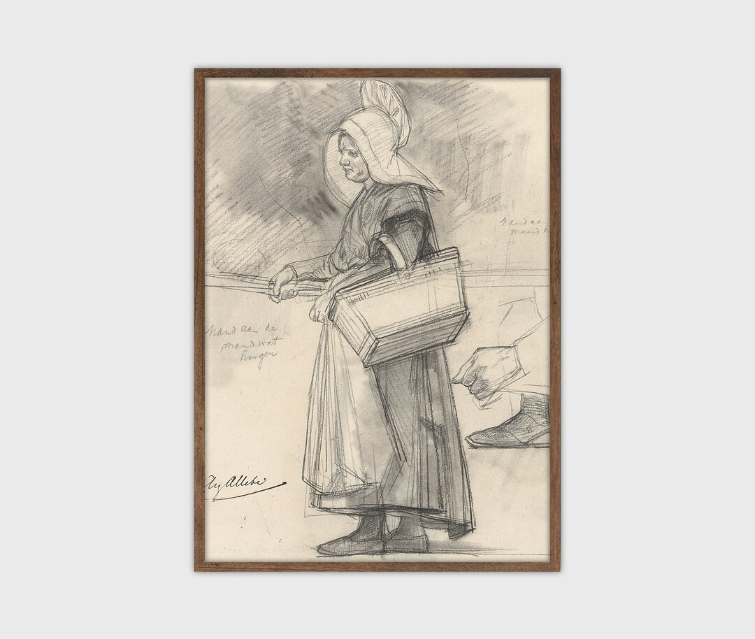 Antique Portrait Sketch Woman Drawing Vintage Study PRINTABLE - Etsy