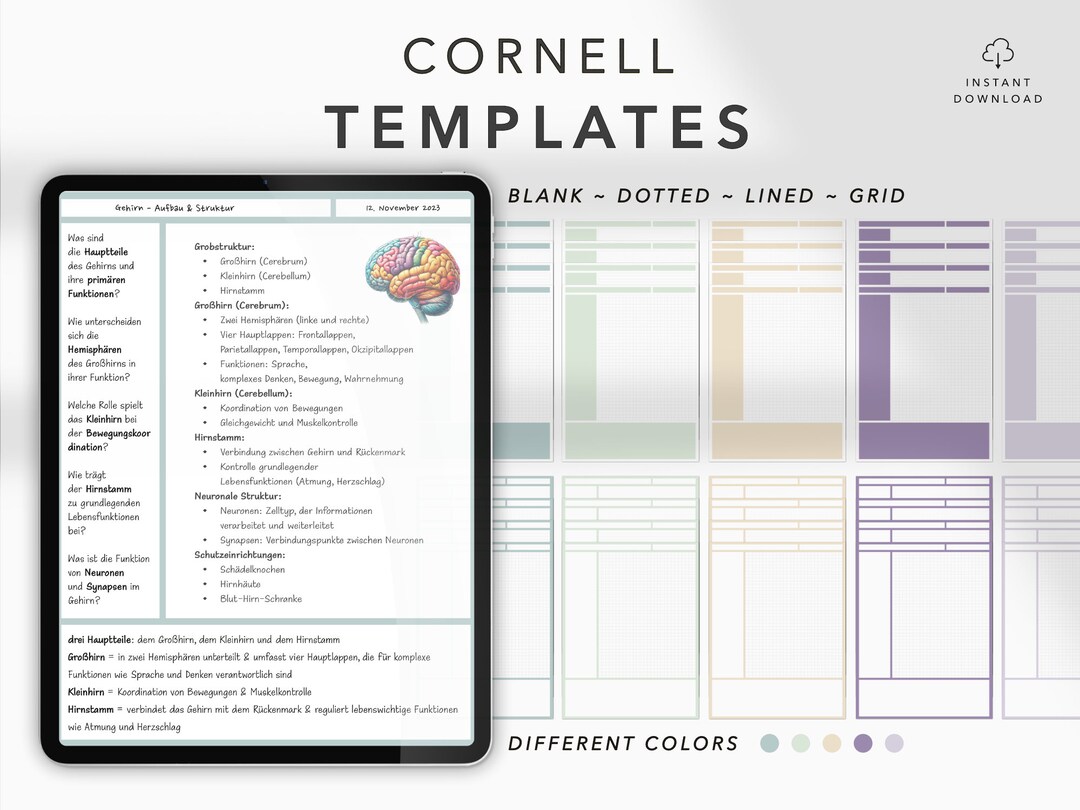 Digital Notes Template Cornell Note Goodnotes Student iPad Goodnotes ...