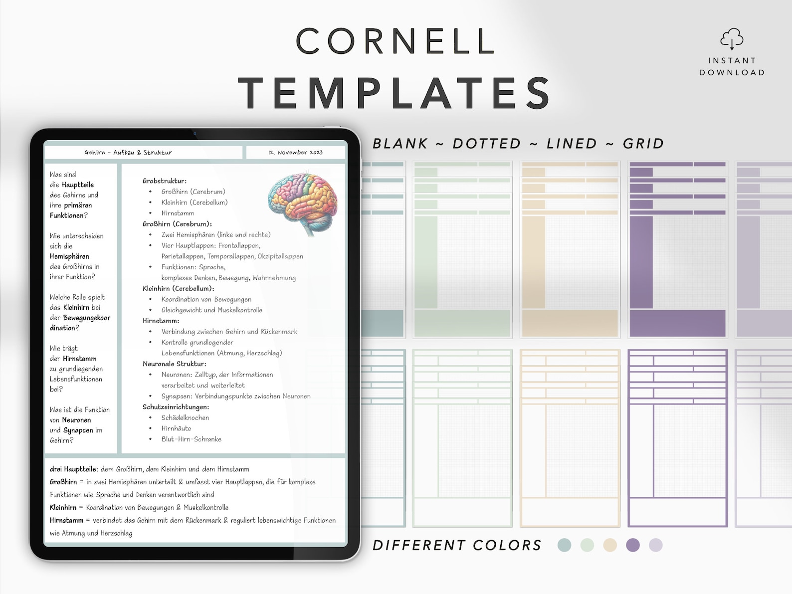 Digital Notes Template Cornell Note Goodnotes Student iPad Goodnotes ...