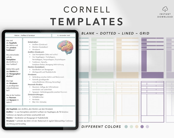 Editable & Printable Cornell Notes Template ⦁ Cornell Notes Method ...