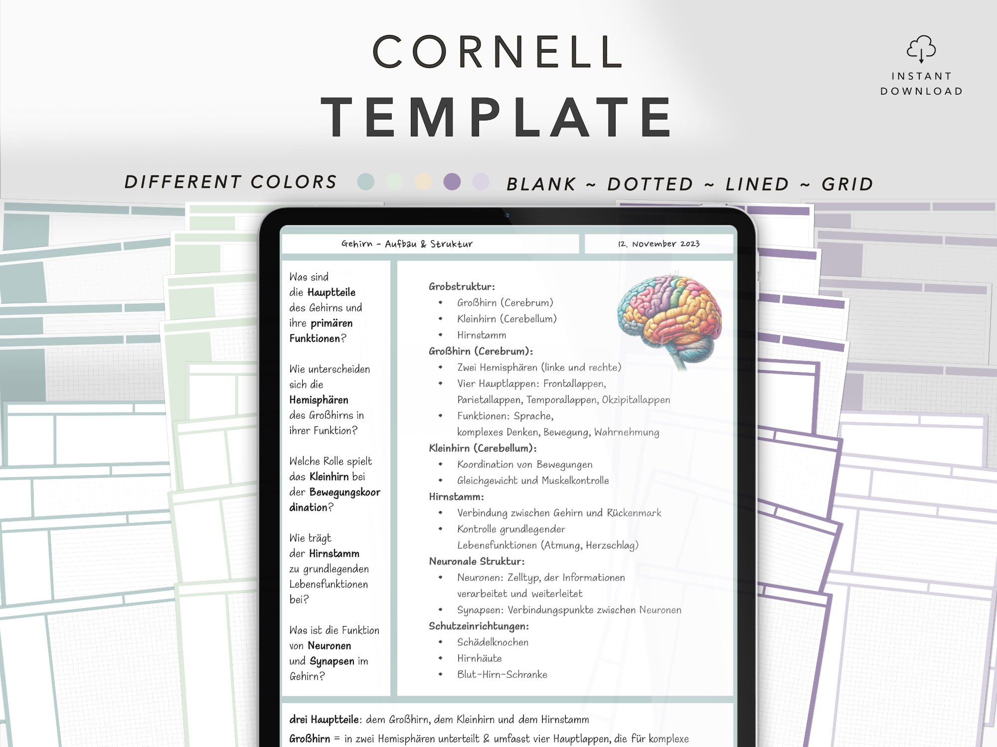 Digital Notes Template Cornell Note Goodnotes Student iPad Goodnotes ...