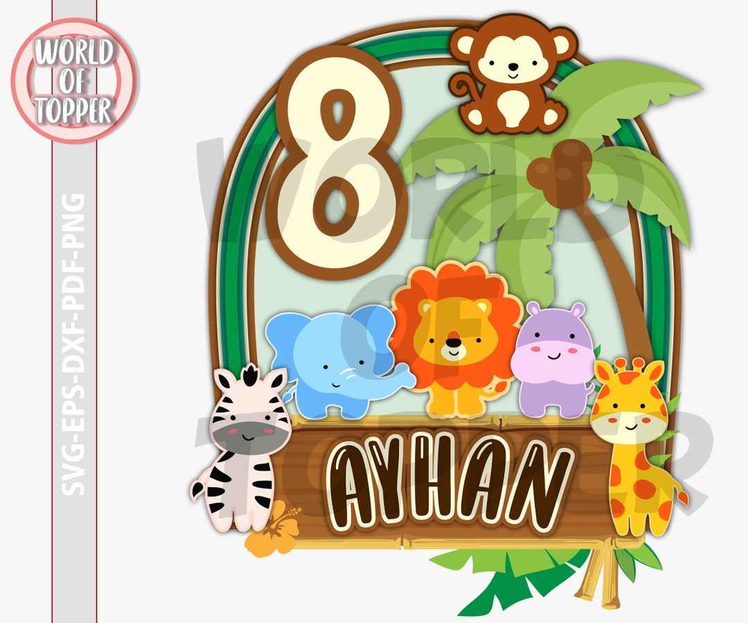Safari Cake Topper Layered, Safari Topper for Birthday, Cake Topper ...