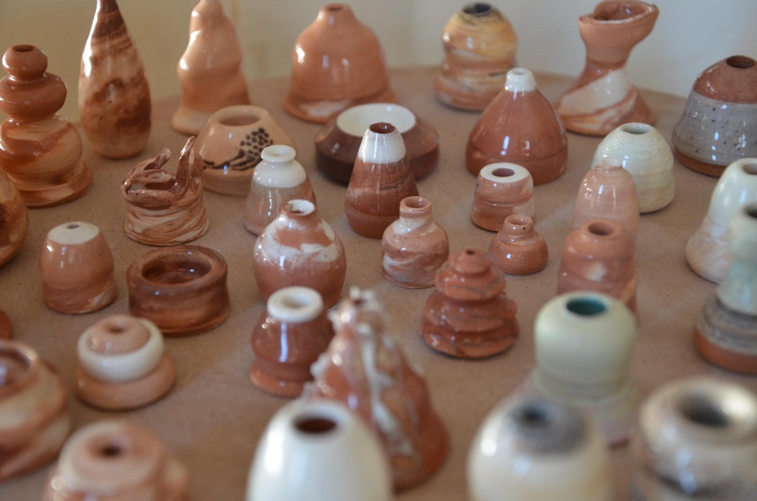 Miniature Pottery Set of 40 Pcs Wheel Thrown Earthenware Pottery 1/6 ...