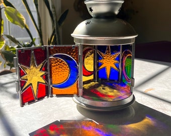 Hummingbird Lantern, Faux Stained Glass Lantern, Hanging Lanterns ...