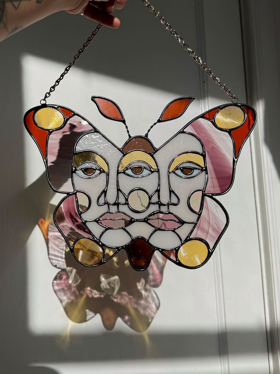 PRE-ORDER Double Face Gemini Butterfly Stained Glass Window Suncatcher ...