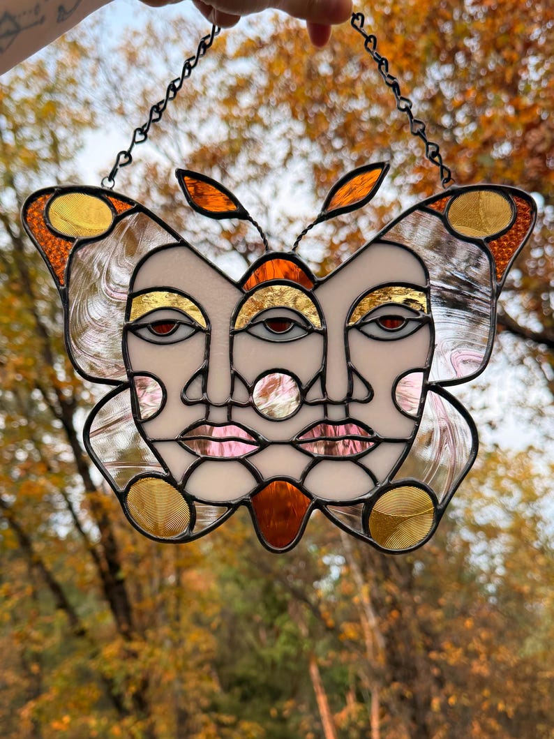 PRE-ORDER Double Face Gemini Butterfly Stained Glass Window Suncatcher ...