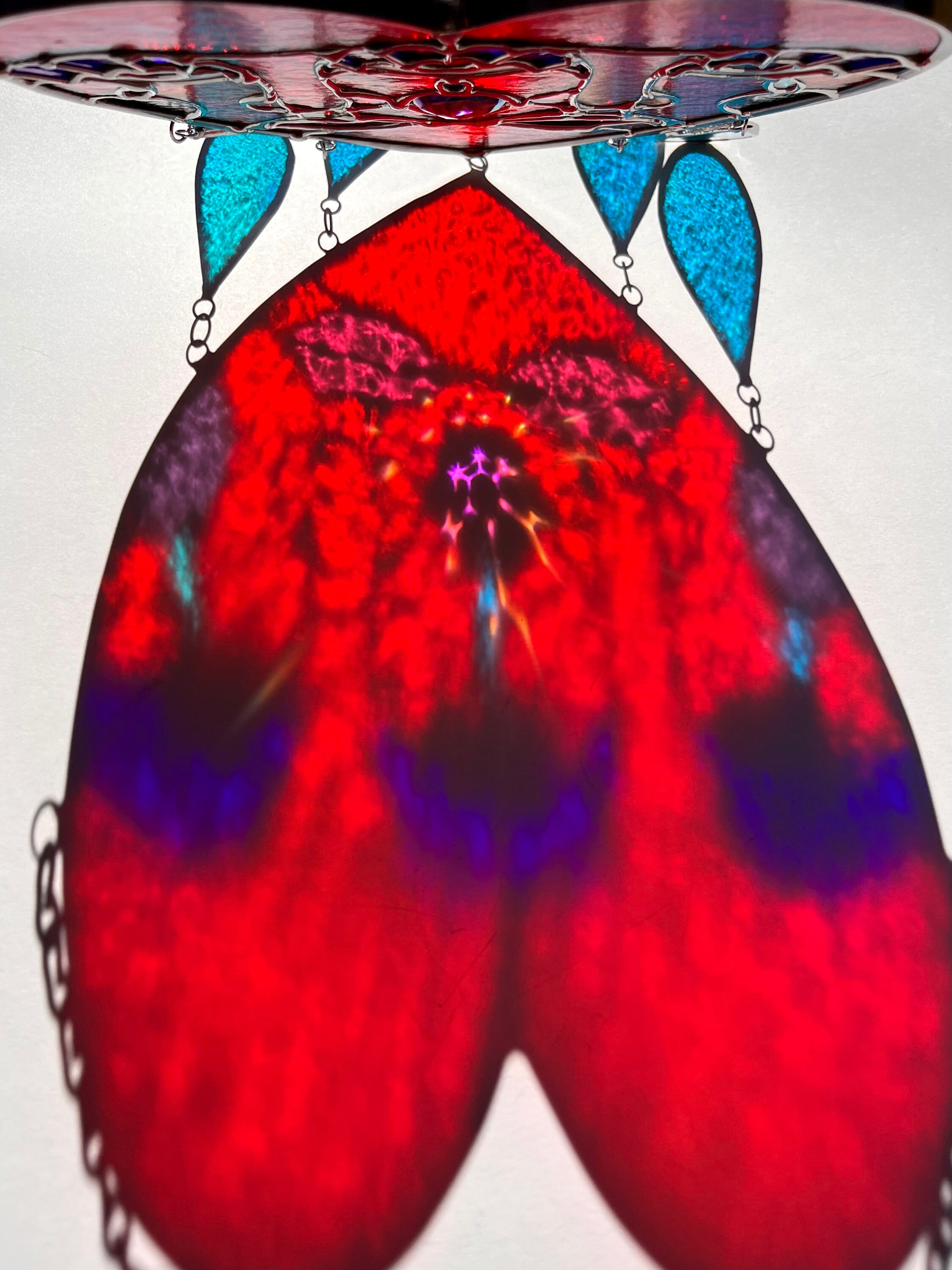 PRE-ORDER Crying Heart Double Face Stained Glass Panel in Red With ...