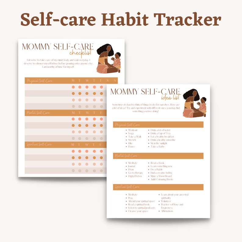 Mommy Self Care Checklist Printable Self Care Planner Self Care Journal ...