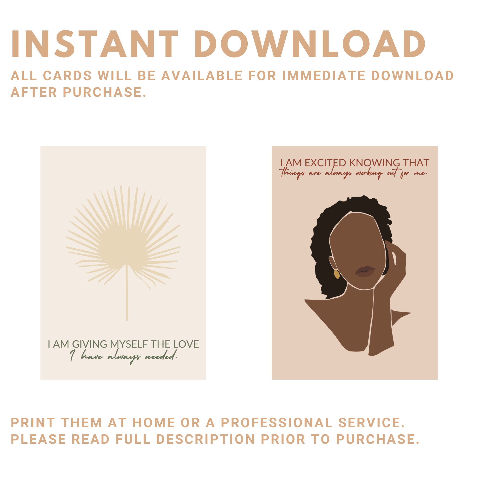 I AM Affirmation Cards Printable for Self-love, Self-esteem, Confidence ...