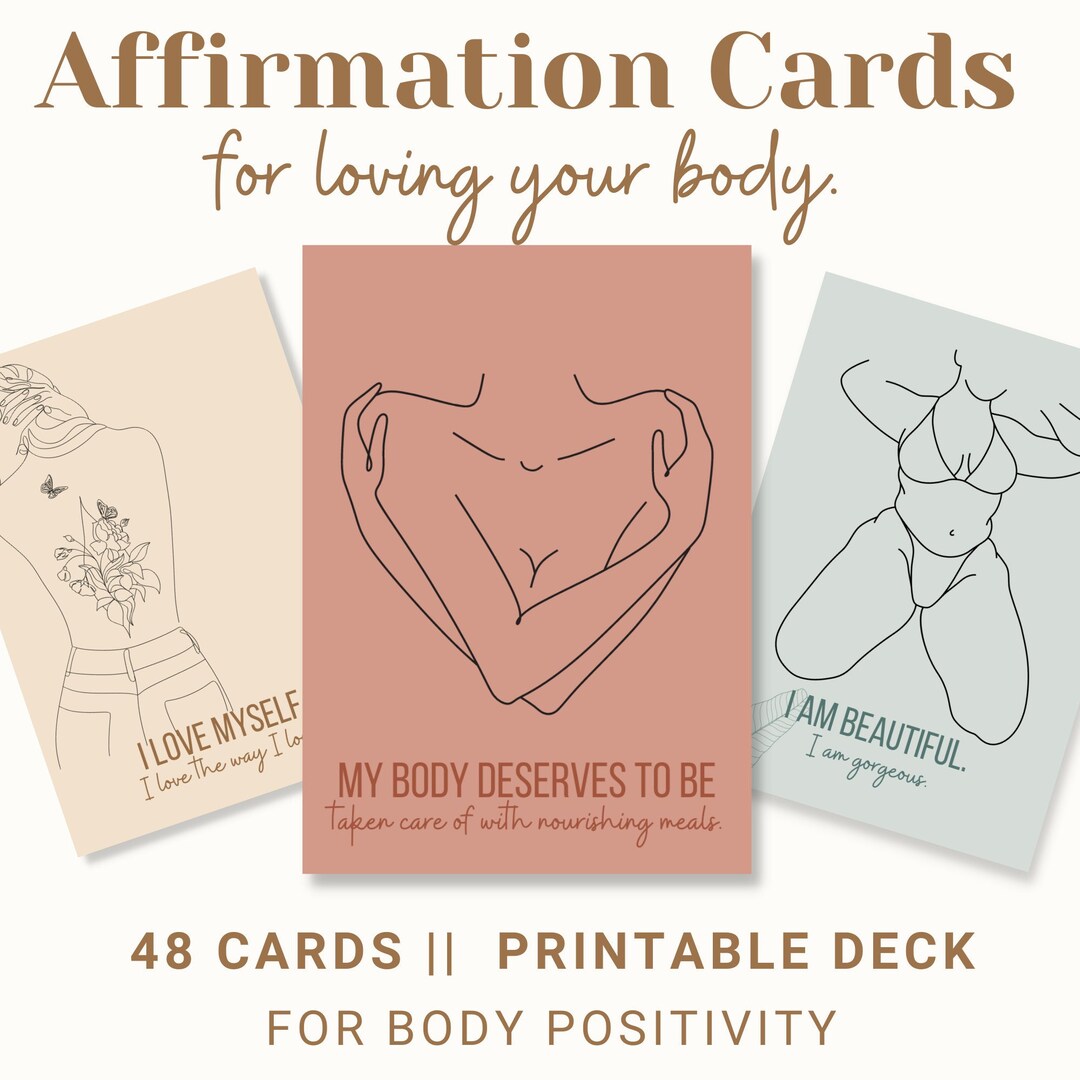 Body Positivity Affirmation Cards for Self Esteem, Self Confidence ...