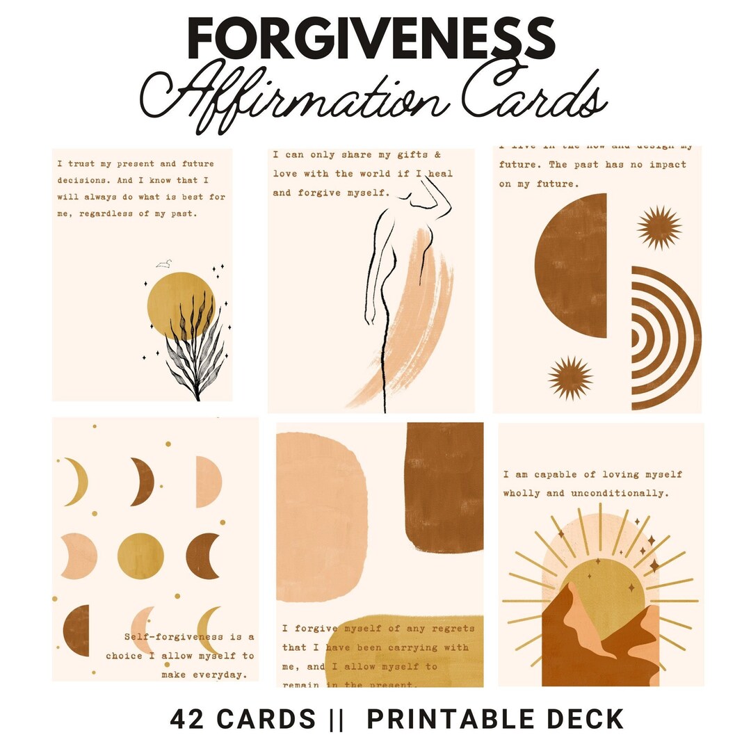 Forgiveness Affirmation Cards Printable for Healing, Self-acceptance ...
