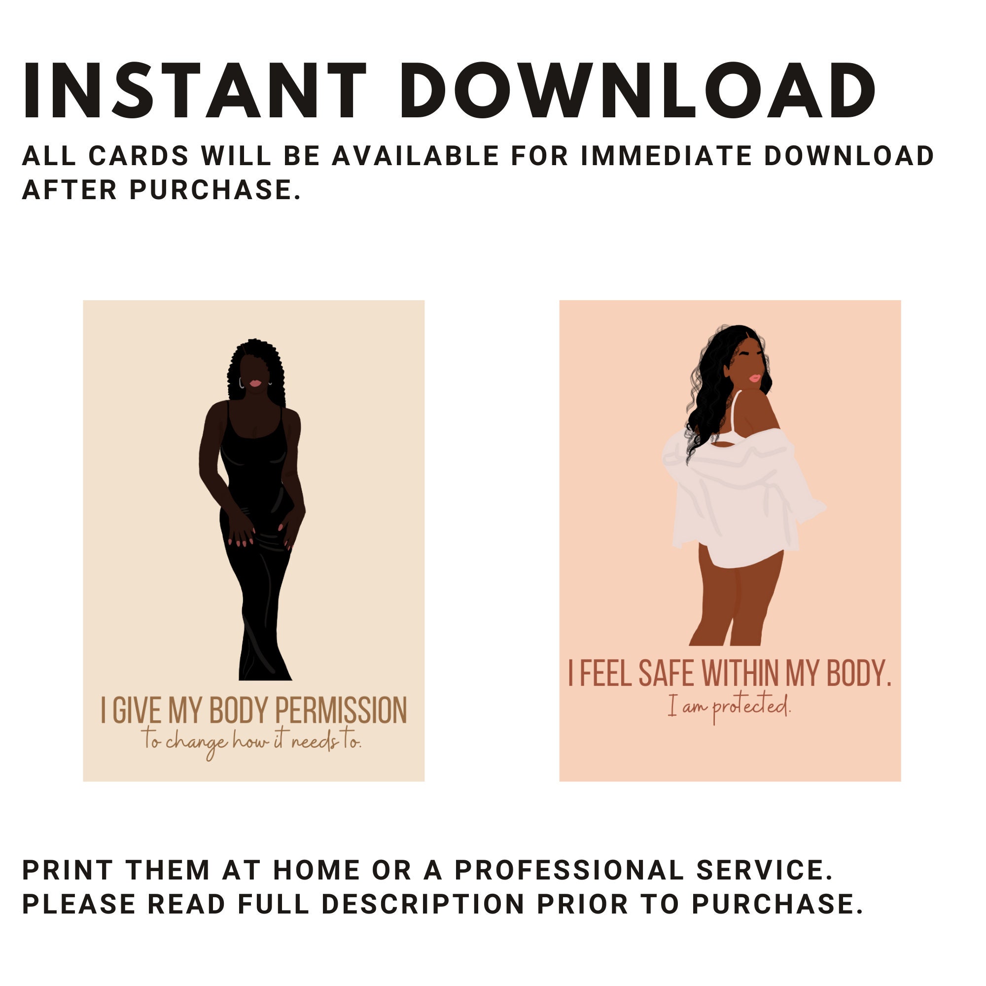 Body Positivity Affirmation Cards For Self Esteem Self Confidence