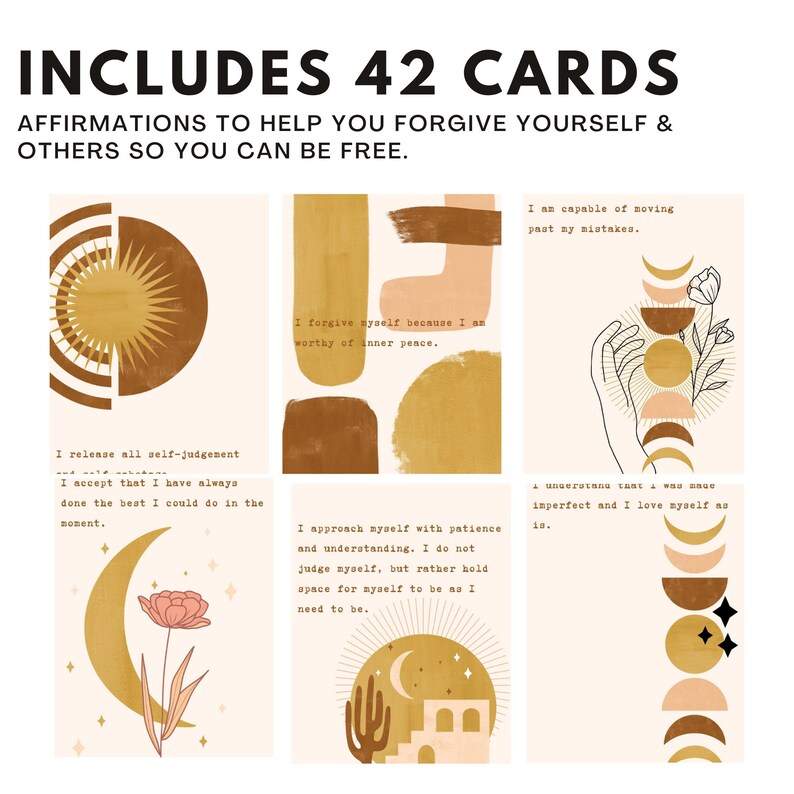 Forgiveness Affirmation Cards Printable for Healing, Self-acceptance ...