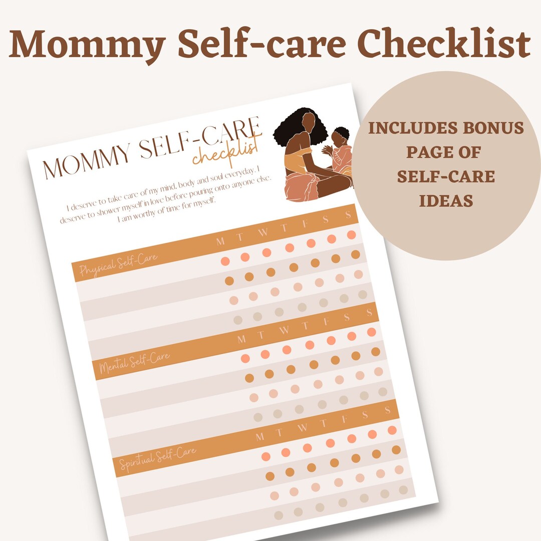 Mommy Self Care Checklist Printable Self Care Planner Self Care Journal ...