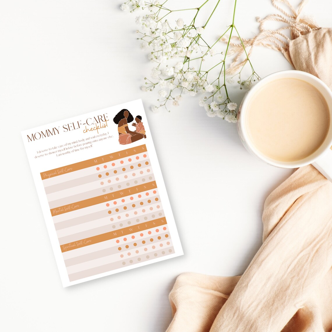 Mommy Self Care Checklist Printable Self Care Planner Self Care Journal ...