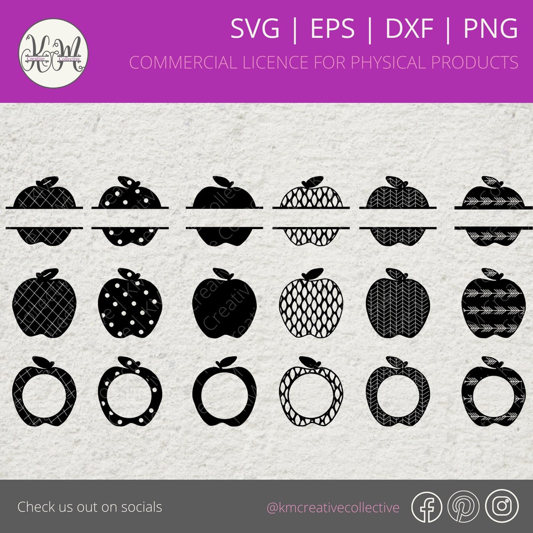 SVG Apple | SVG Apple Bundle | SVG Teacher Apple | Apple Svg | Monogram ...