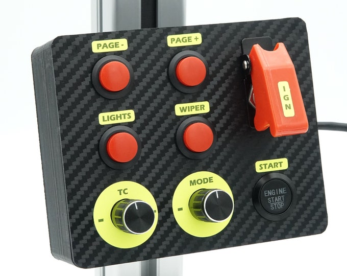 Pc Usb Button Box 28 Functions Back Lit Red With Neon Labels Sheet For
