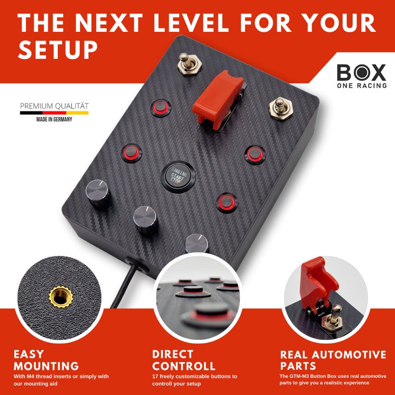 Simracing Flight Sim Button Box 17 Function LED Safety Switch Switch ...