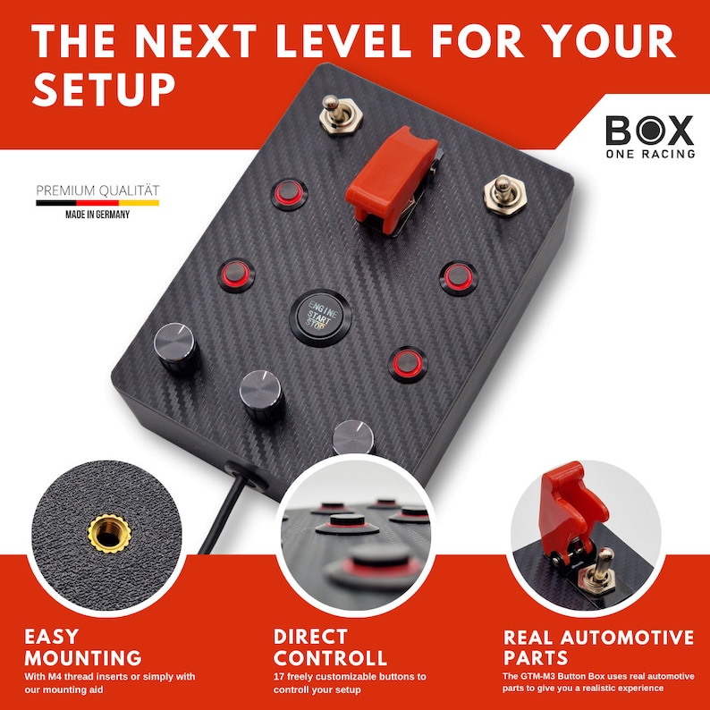 Button Box Sim Racing Start Engine Rotary Encoders Momentary Switches ...