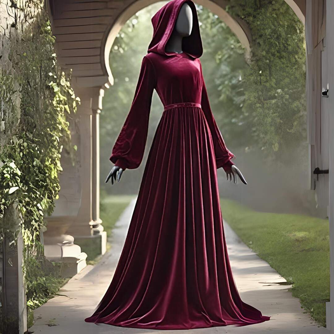 Medieval Vampire Cosplay Maxi Dress, Witch Costume Long Outfit, Royal ...