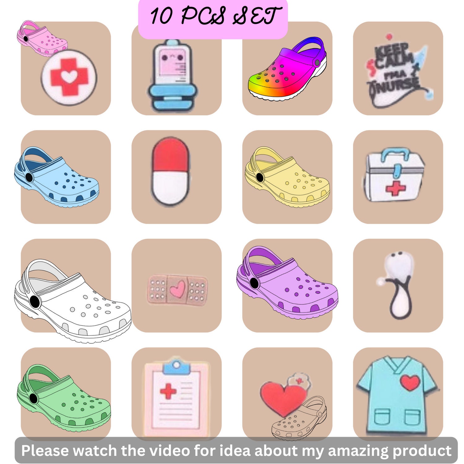 10pc Nurse Doctor Croc Charm Set Unique Hospital Accessories Croc ...