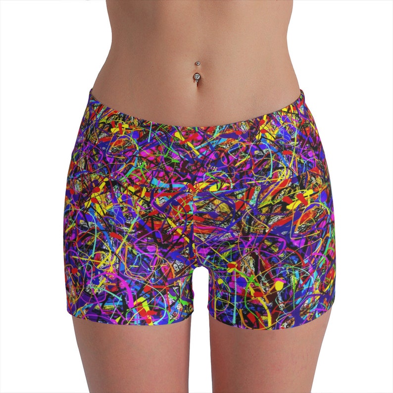 Graffiti Street Art Gym & Yoga Booty Shorts Colorful Funky Abstract ...