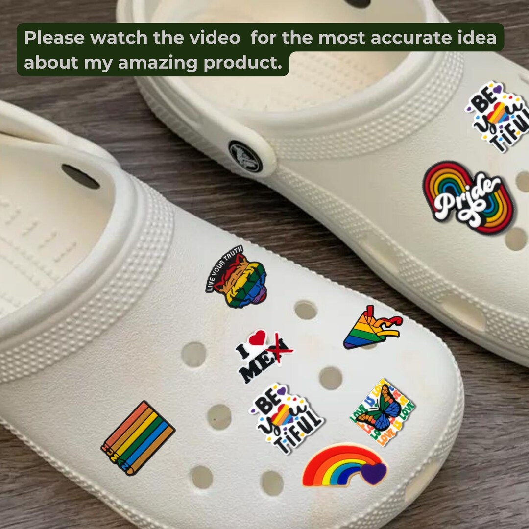 20pc LGBT Rainbow Shoe Charms Love Wins Shoe Jibbitz Decoration Pins ...