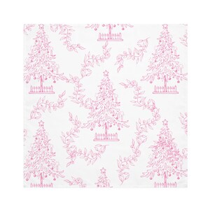 Pink Toile Christmas Napkin Set, Pink Christmas Decor,pink Christmas ...